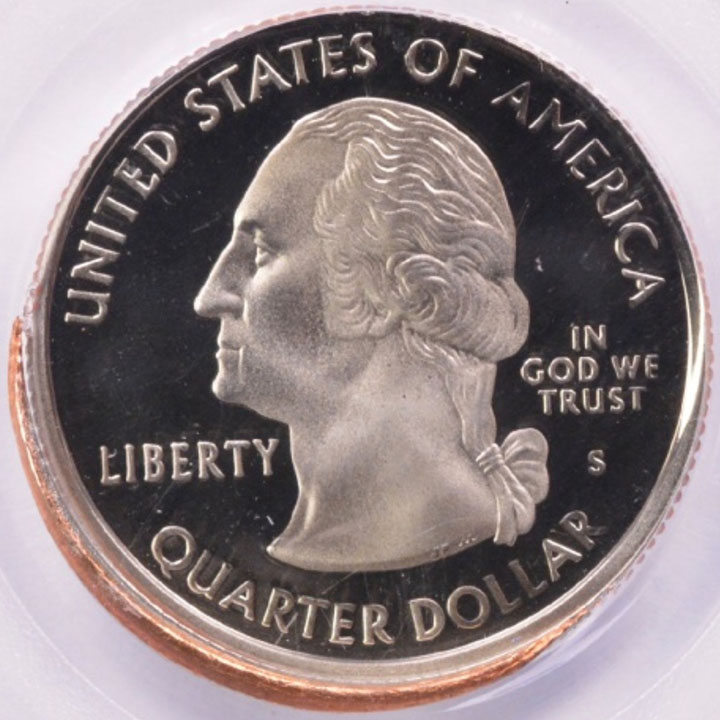 2007-S Utah State Quarter Mis-fed Planchet High Fin Rim PCGS PR 69 DCAM ...